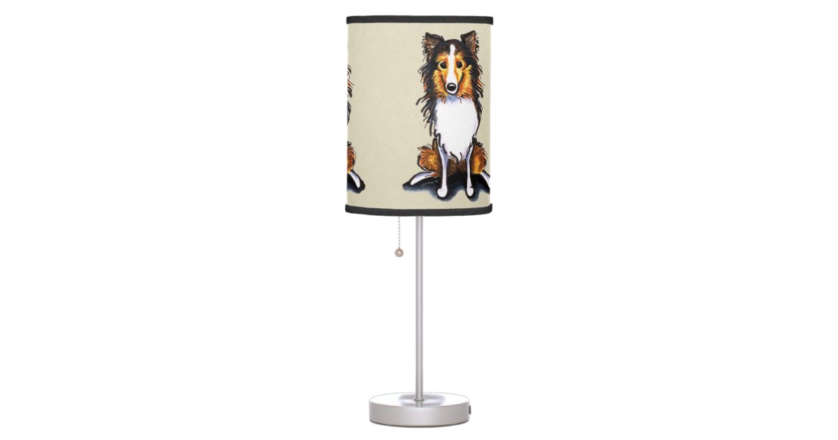 Sable Sheltie Shetland Sheepdog Sit Pretty Table Lamp | Zazzle