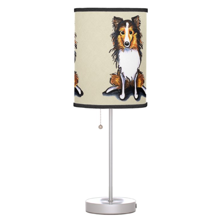 Sable Sheltie Shetland Sheepdog Sit Pretty Table Lamp | Zazzle