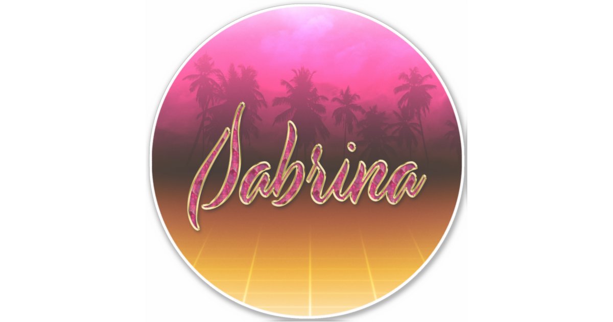 Sabrina First name name golden pink sticker | Zazzle