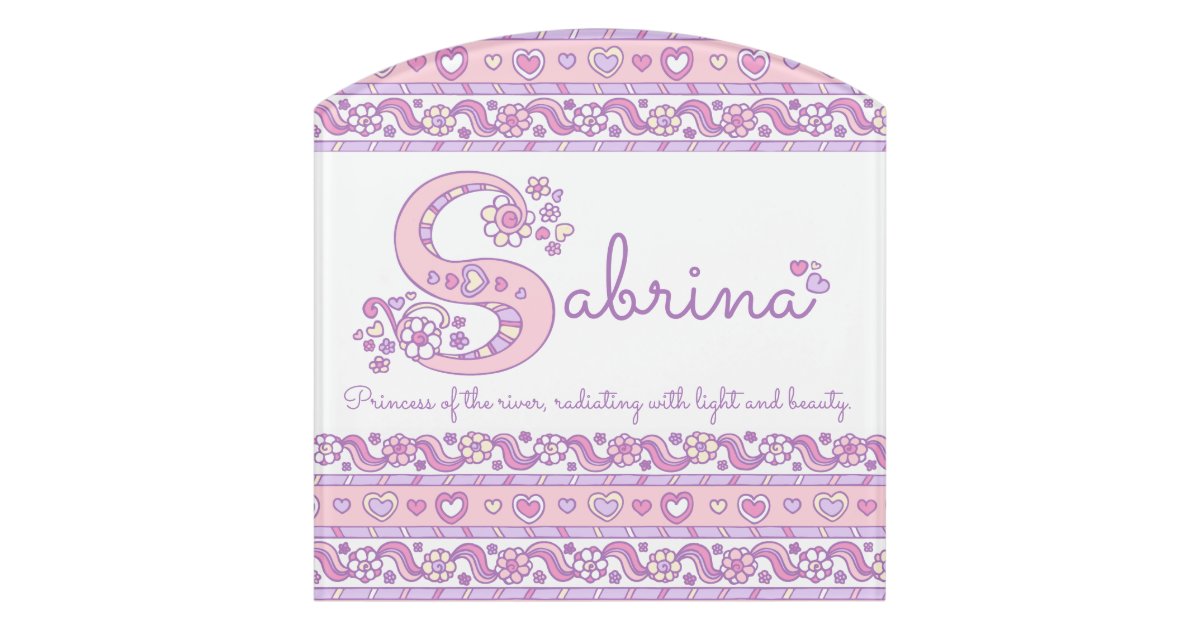 Sabrina letter S name pink girls personalized Door Sign | Zazzle