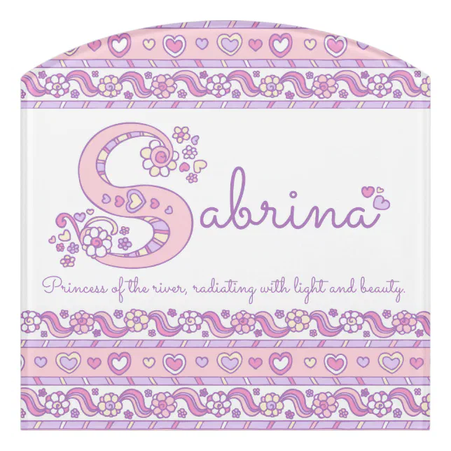 Sabrina letter S name pink girls personalized Door Sign | Zazzle