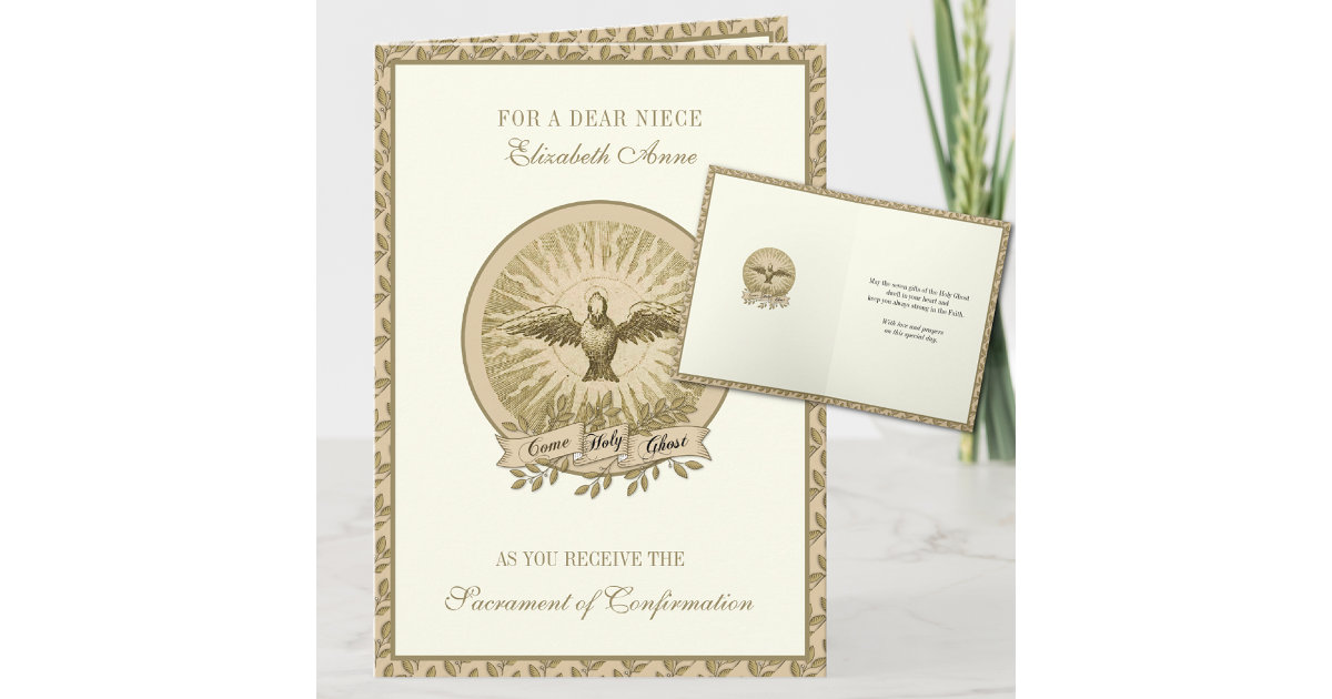 Sacrament Confirmation Holy Ghost Niece Holiday Card | Zazzle