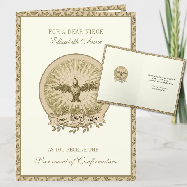 Sacrament Confirmation Holy Ghost Niece Holiday Card | Zazzle