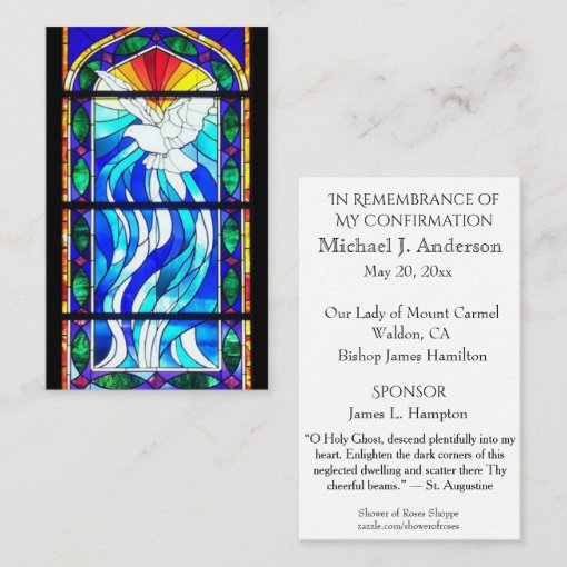 Sacrament Confirmation Stained Glass Window Dove Business Card | Zazzle