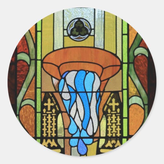 Sacrament of Baptism Stained Glass Art Classic Round Sticker | Zazzle.com