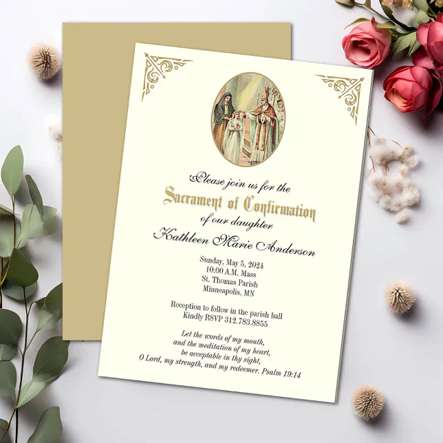 Sacrament of Confirmation Girl Religious Catholic Invitation | Zazzle