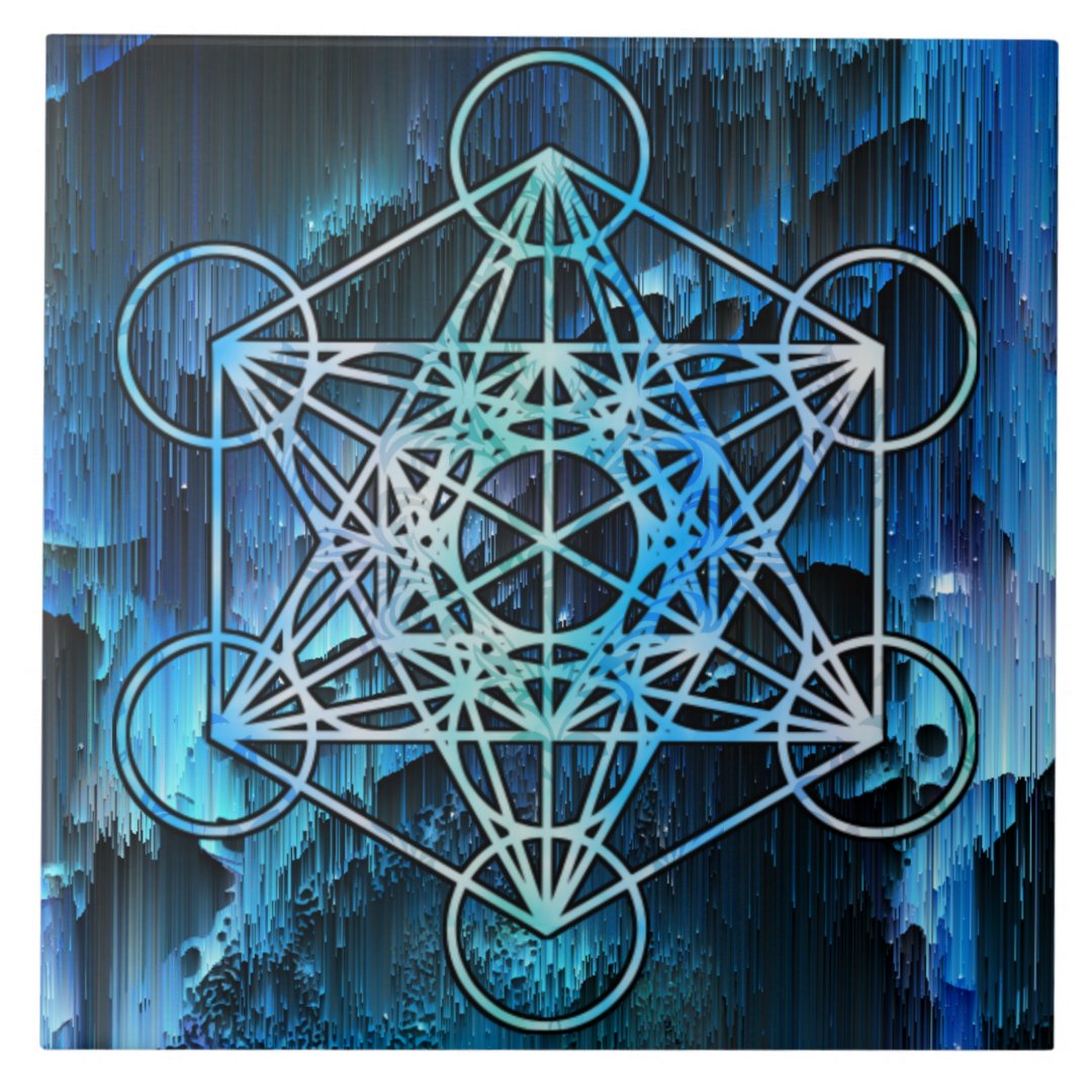 Sacred Geometry Metatron Merkabah Cube Altar Tile | Zazzle