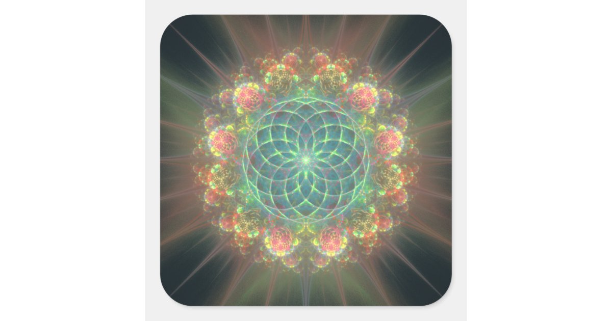 Sacred Geometry Square Sticker | Zazzle