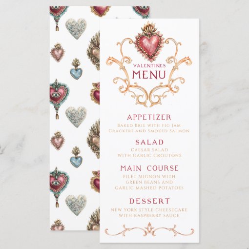 Sacred Heart Baroque Valentine's Dinner Menu | Zazzle