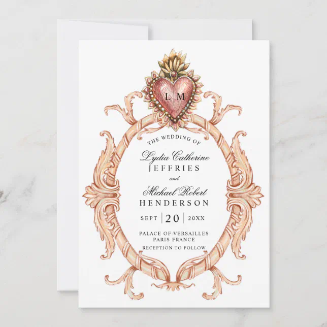 Sacred Heart Baroque Wedding Invitation | Zazzle