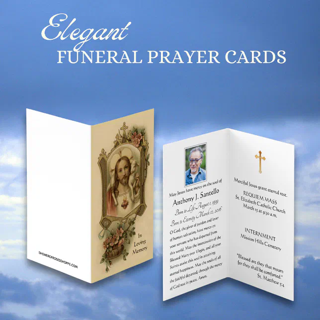 Sacred Heart Catholic Funeral Holy Card | Zazzle