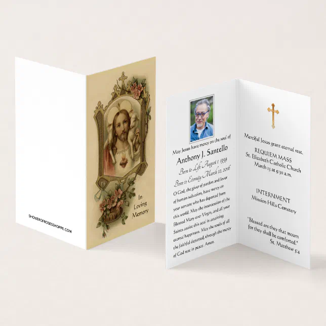 Sacred Heart Catholic Funeral Holy Card | Zazzle