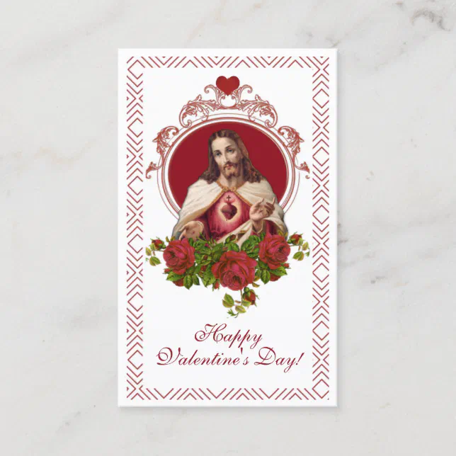 Sacred Heart Catholic Valentine Religious Prayer Business Card | Zazzle