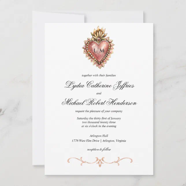 Sacred Heart Crest | Monogram Wedding Invitation | Zazzle