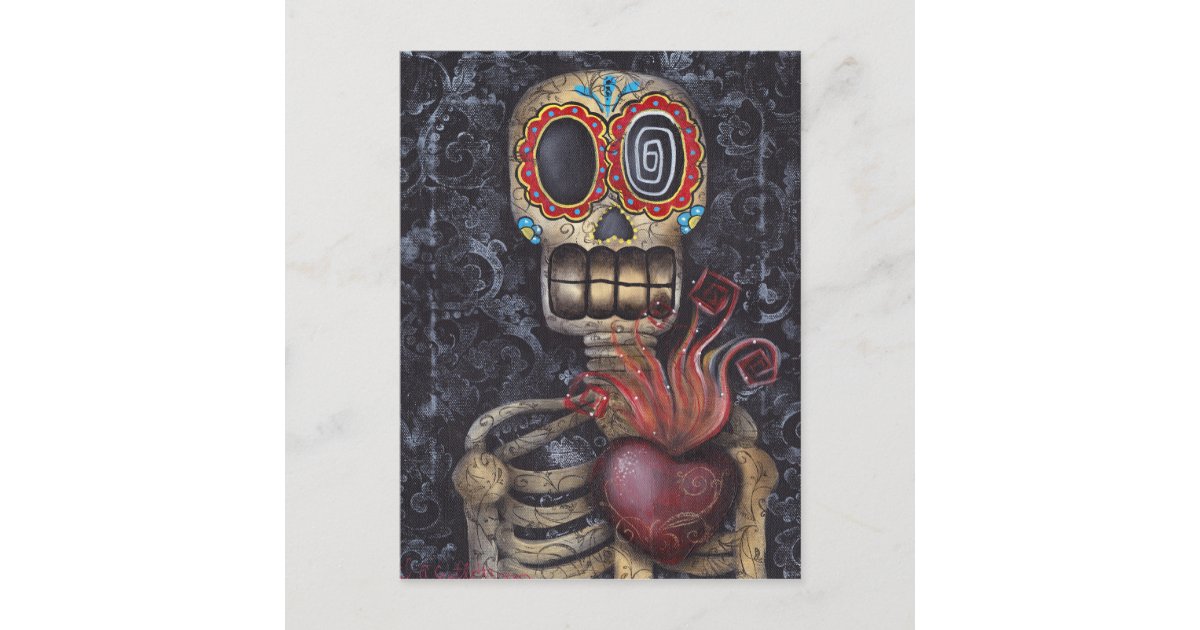 Sacred Heart Day of the Dead Postcard | Zazzle