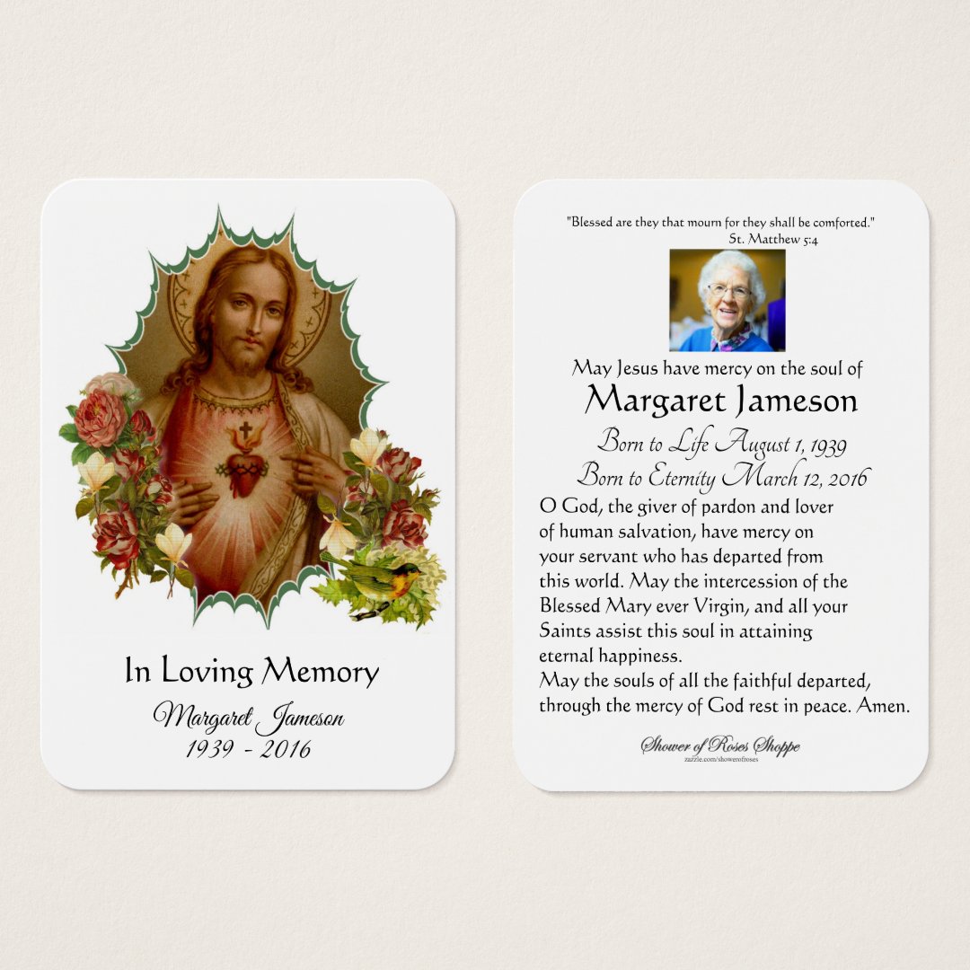 Sacred Heart Jesus Catholic Funeral Holy Card - | Zazzle