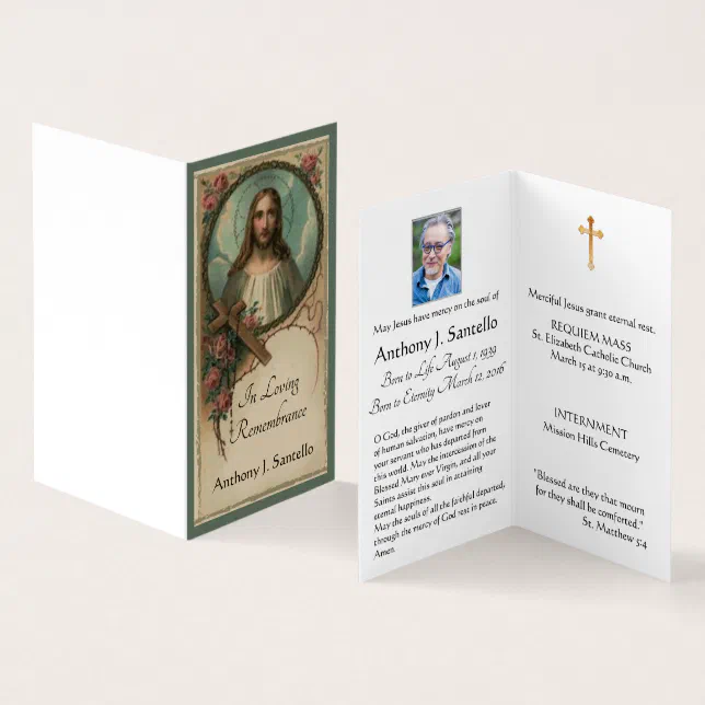 Sacred Heart Jesus Catholic Funeral Holy Card | Zazzle