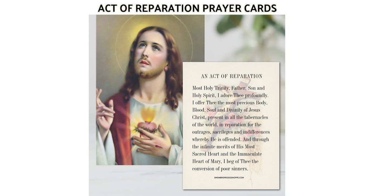 Sacred Heart Jesus Catholic Reparation Prayer Enclosure Card | Zazzle
