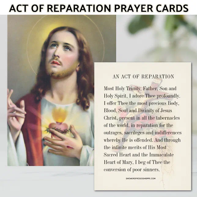 Sacred Heart Jesus Catholic Reparation Prayer Enclosure Card | Zazzle