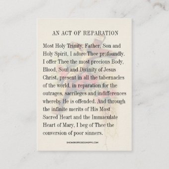 Sacred Heart Jesus Catholic Reparation Prayer Enclosure Card | Zazzle