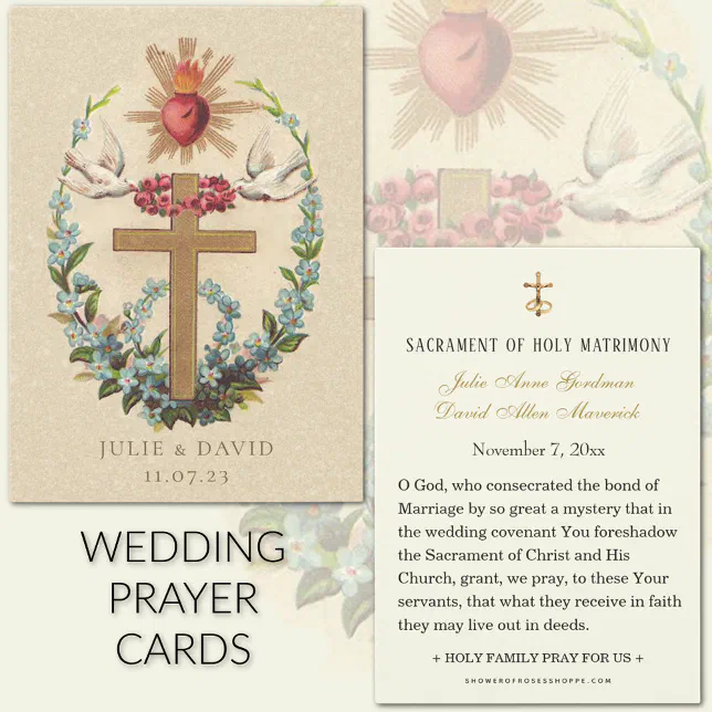 Sacred Heart Jesus Catholic Wedding Prayer Card | Zazzle