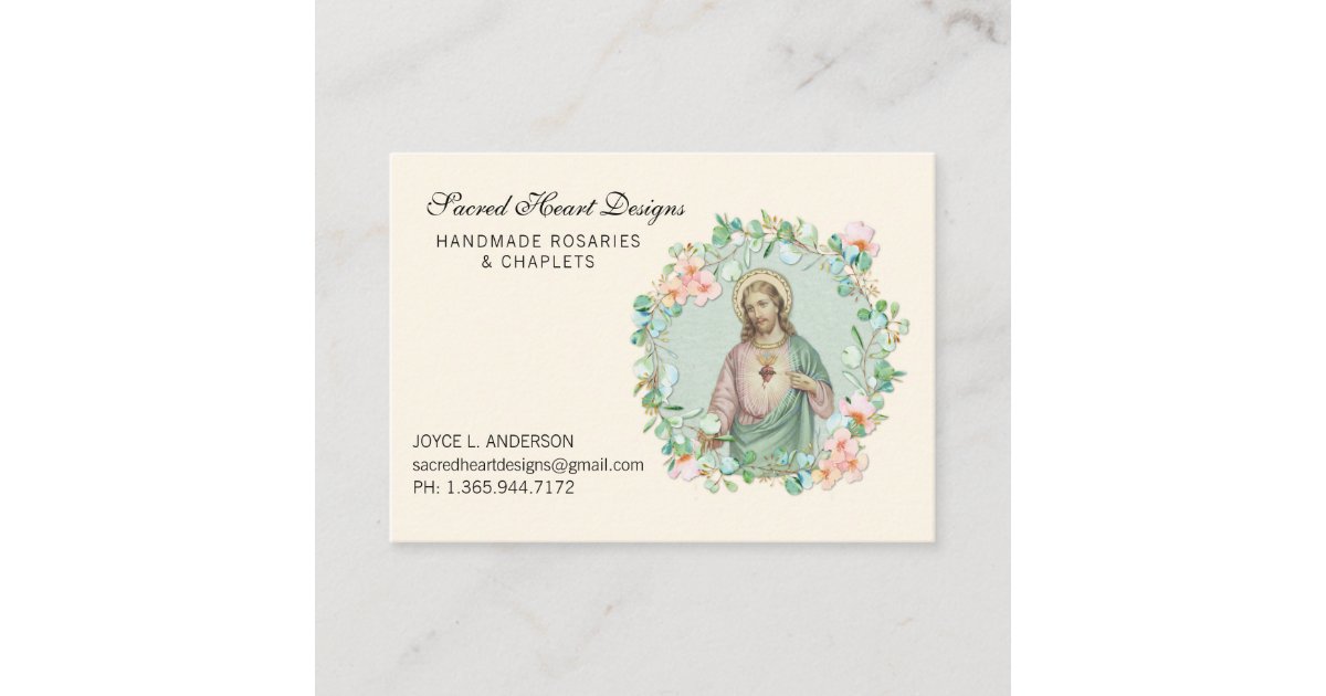 Sacred Heart Jesus Eucalyuptus Religious Business Card | Zazzle