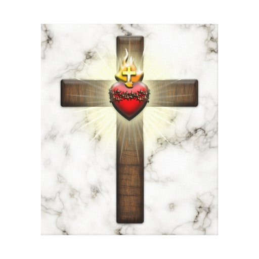 Sacred Heart of Jesus Cross Canvas Print | Zazzle