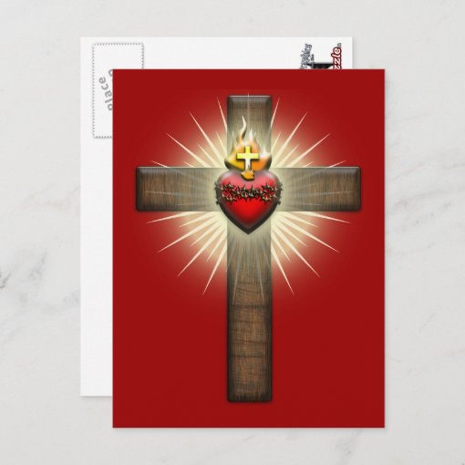 Sacred Heart of Jesus Cross Postcard | Zazzle