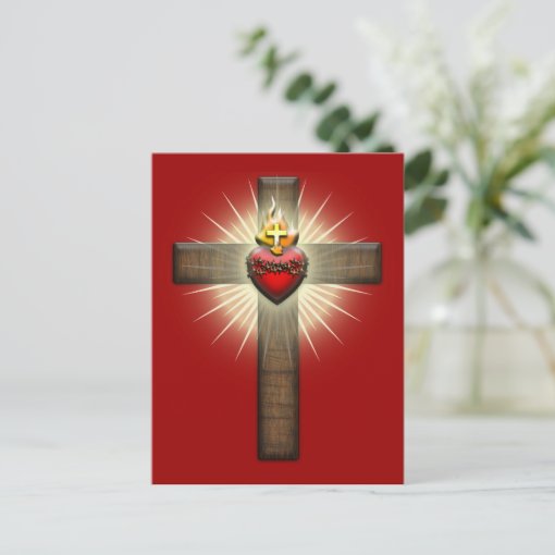 Sacred Heart of Jesus Cross Postcard | Zazzle