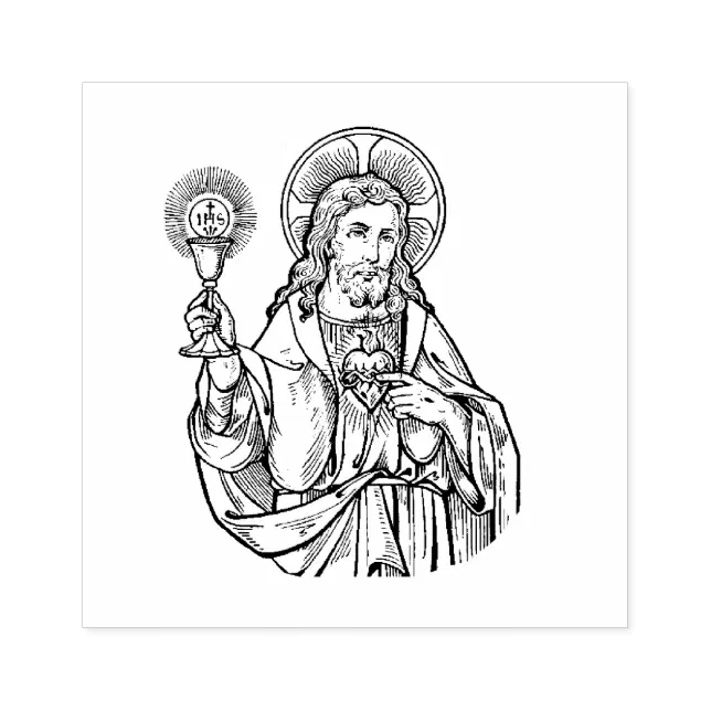 Sacred Heart of Jesus Religious Catholic Rubber Stamp | Zazzle