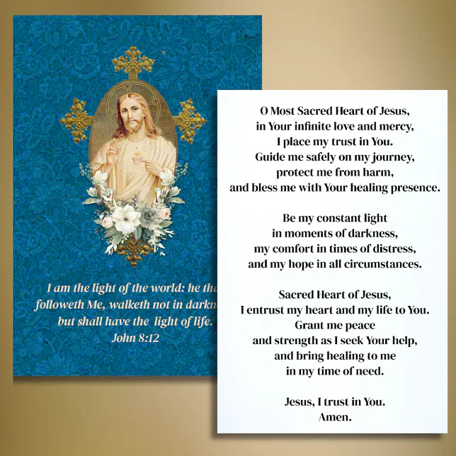 Sacred Heart of Jesus Religious Prayer Place Card | Zazzle