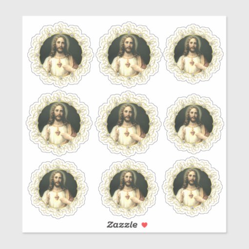 Sacred Heart of Jesus Religious Vinyl Sticker | Zazzle
