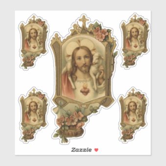Sacred Heart of Jesus Religious Vinyl Sticker | Zazzle
