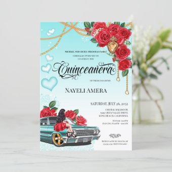 Sacred Heart Quinceanera Lowrider Chola Chicana Invitation | Zazzle