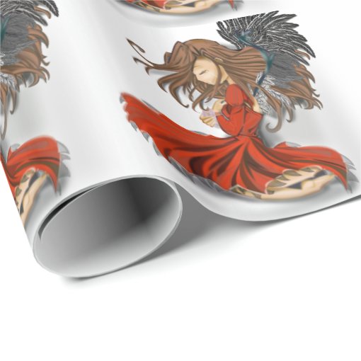 Sad Anime Angel Gift Wrap Paper | Zazzle