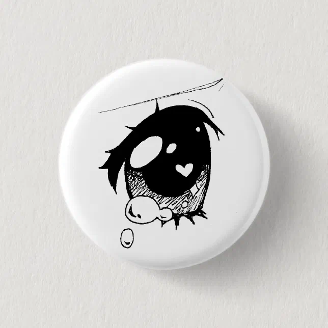 sad anime eye :( mini button | Zazzle