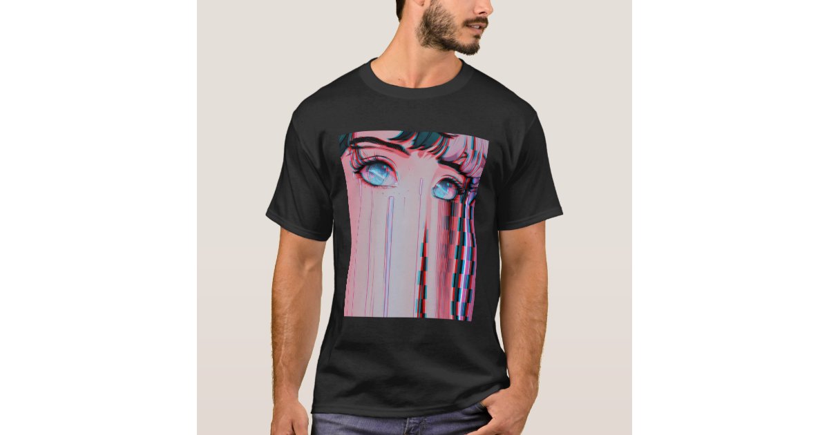 Sad Anime Girl Vaporwave Aesthetic Anime Eyes Eboy T-Shirt | Zazzle