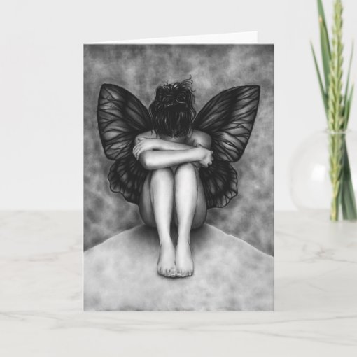 Sad Butterfly Girl Greeting Card | Zazzle
