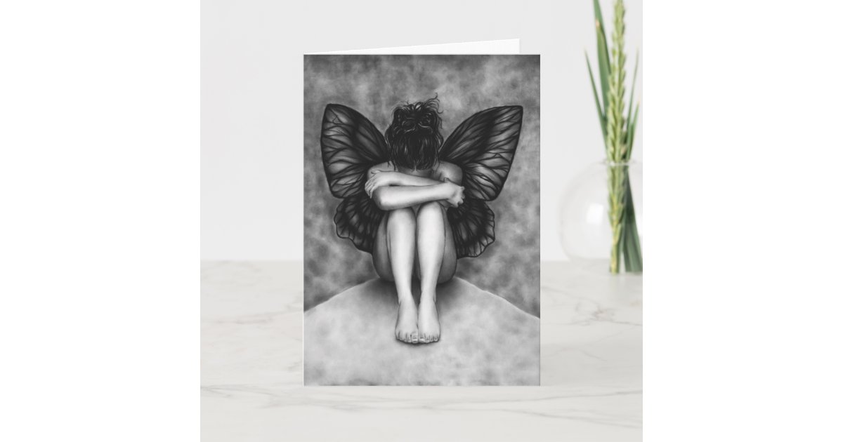 Sad Butterfly Girl Greeting Card | Zazzle