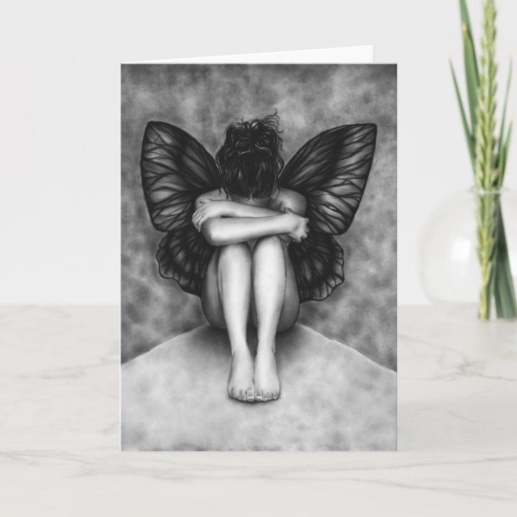 Sad Butterfly Girl Greeting Card | Zazzle