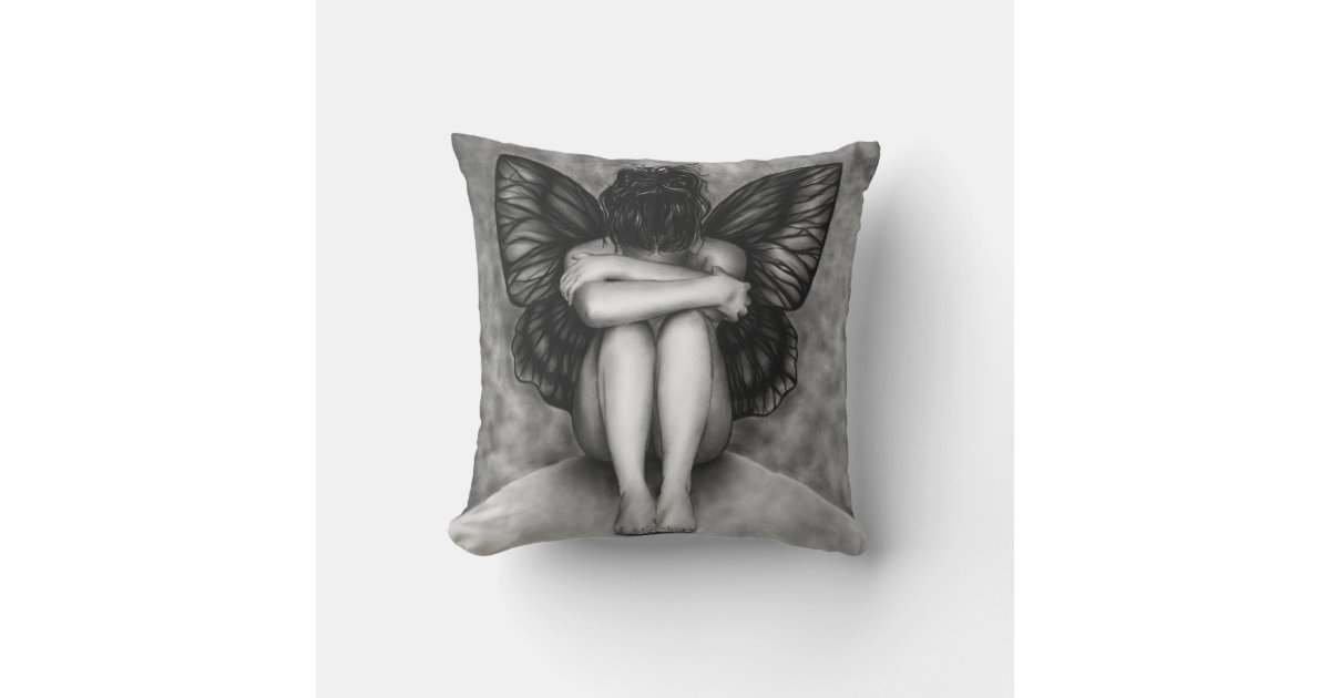 Sad Butterfly Girl Pillow | Zazzle