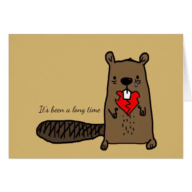 Sad Cartoon Beaver With Gnawed Heart & Custom Text | Zazzle