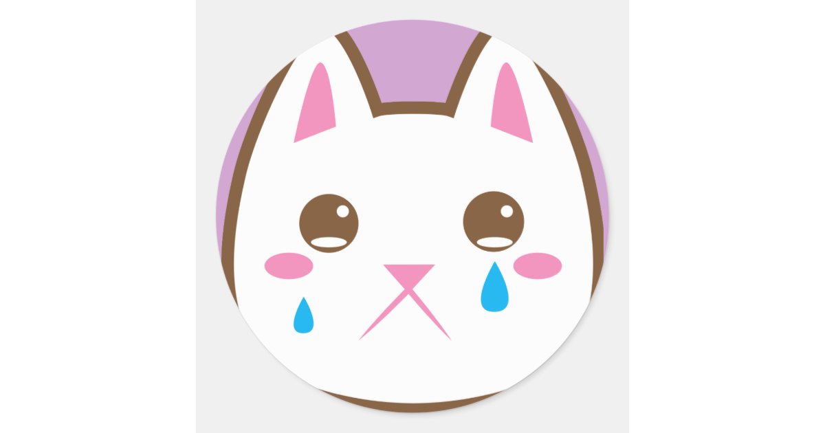 SAD CAT CLASSIC ROUND STICKER | Zazzle