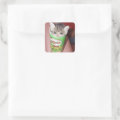 sad cat in pringles can square sticker | Zazzle