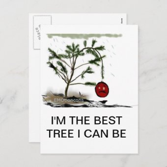Sad Christmas Tree Holiday Postcard | Zazzle