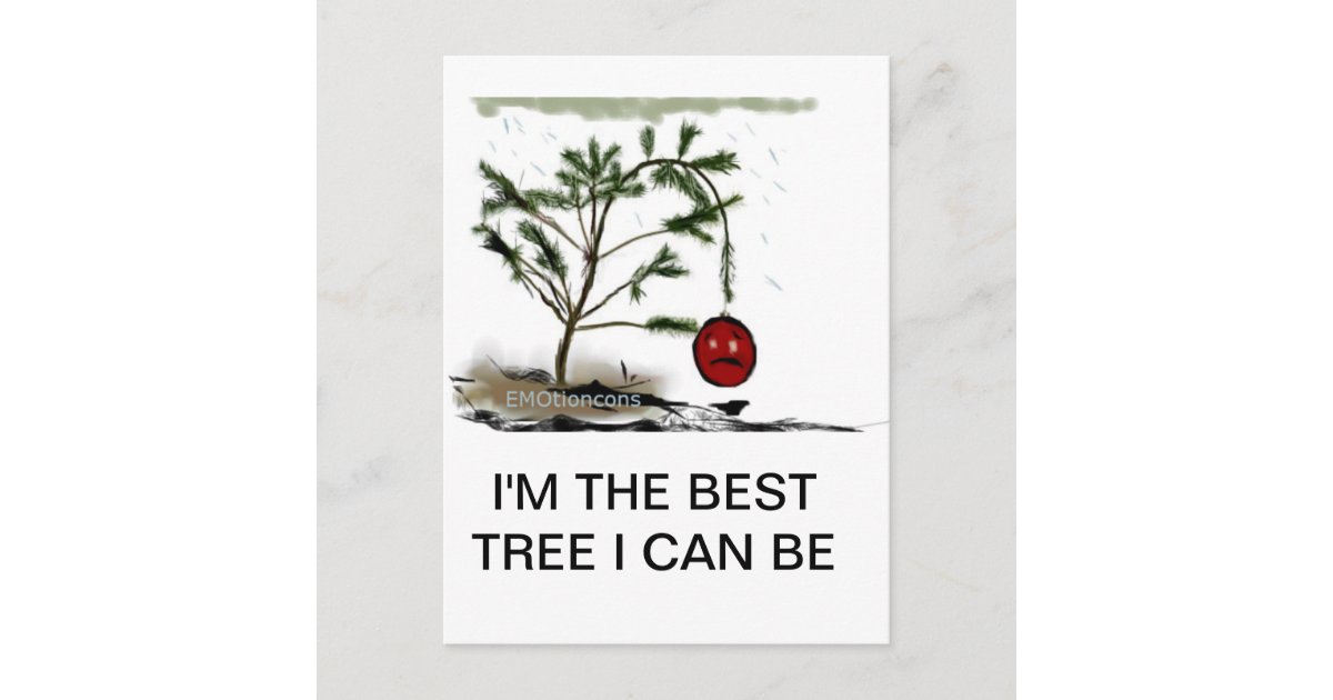 Sad Christmas Tree Holiday Postcard | Zazzle