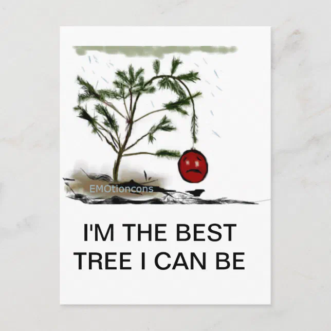 Sad Christmas Tree Holiday Postcard | Zazzle