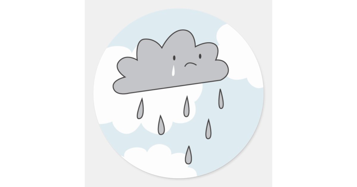 Sad Cloud Classic Round Sticker | Zazzle