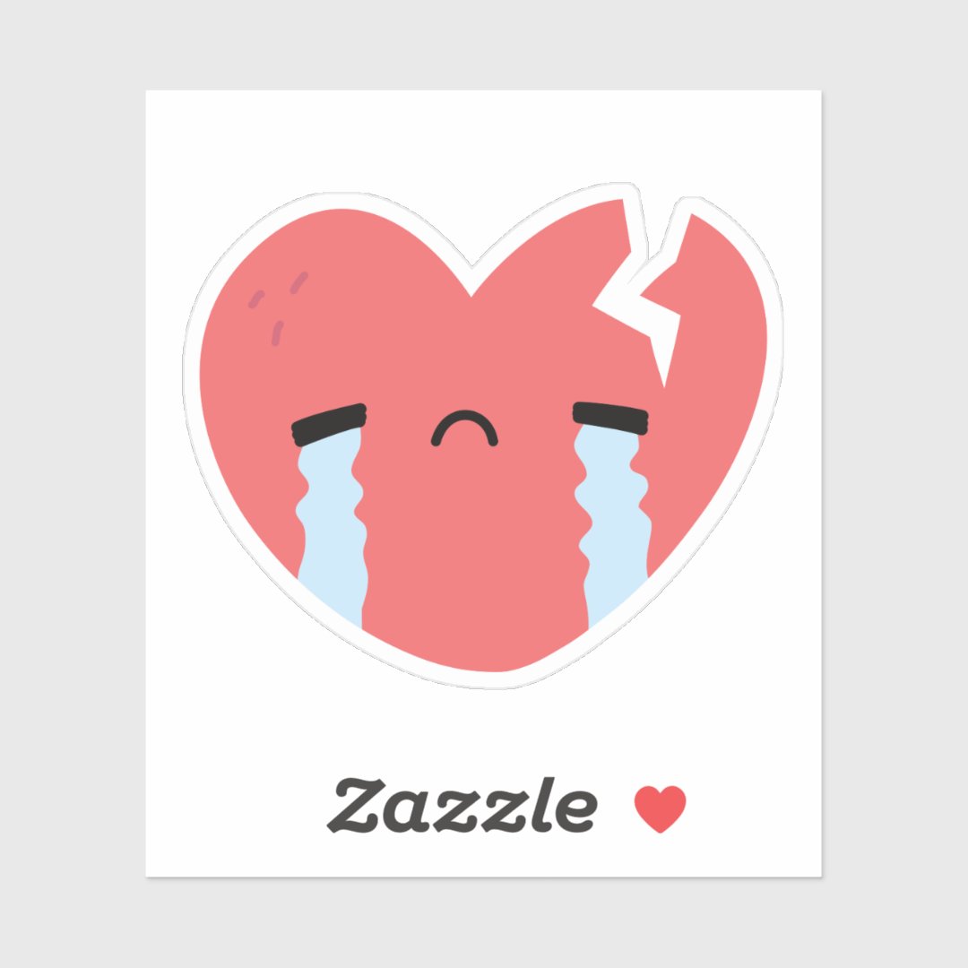 Sad Crying Broken Heart Face Emoji Sticker | Zazzle