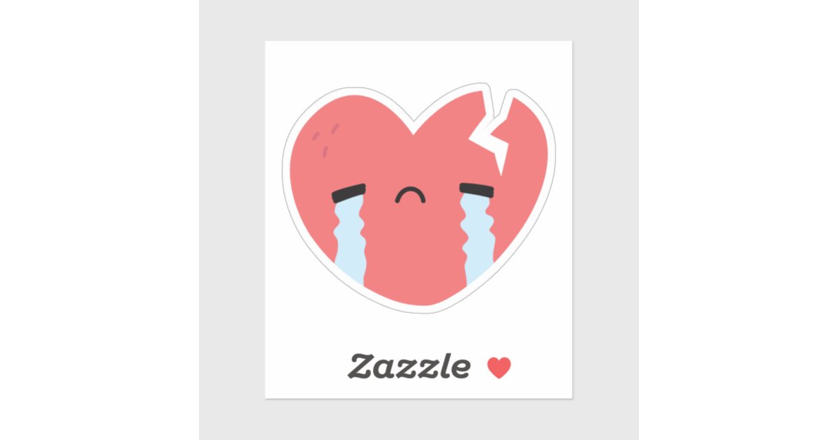 Sad Crying Broken Heart Face Emoji Sticker | Zazzle